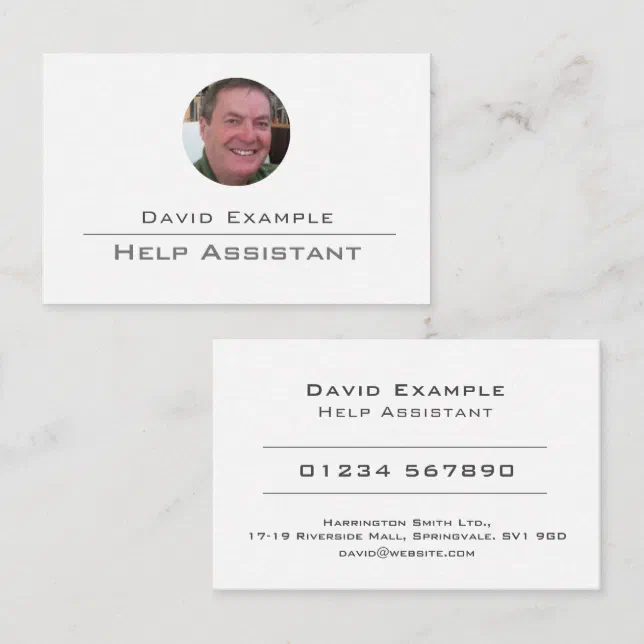 Photo of Holder on a Help Assistant Business Card | Zazzle