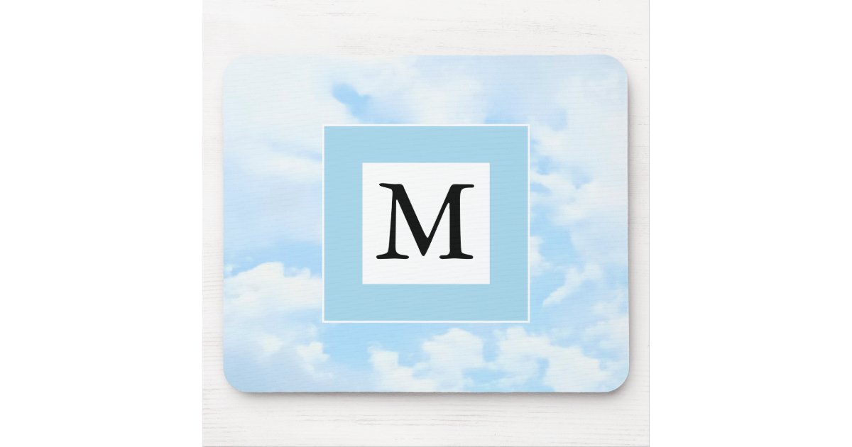 Photo of Soft Blue Sky Custom Single Initial Mouse Pad | Zazzle
