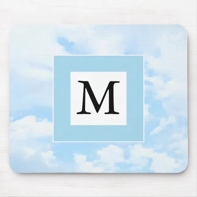 Photo of Soft Blue Sky Custom Single Initial Mouse Pad | Zazzle