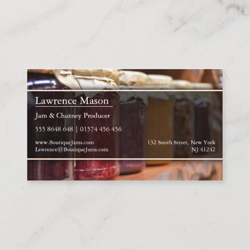 Photo of Traditional Jam in Jars - Business Card | Zazzle