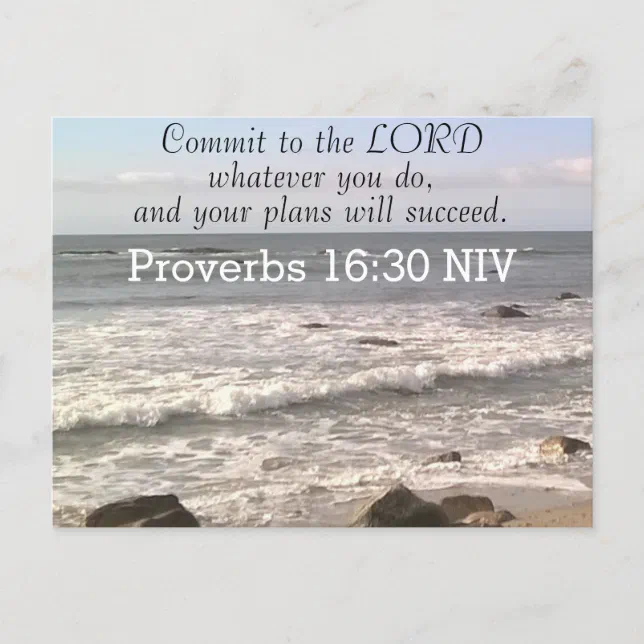 Photo of Wavy Ocean Shore Proverbs Bible Verse Sea Postcard | Zazzle