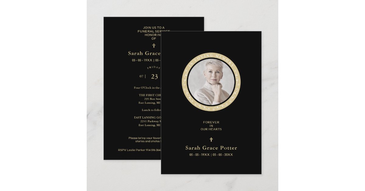 Photo Ornamental Remembering Loved One Funeral Note Card | Zazzle