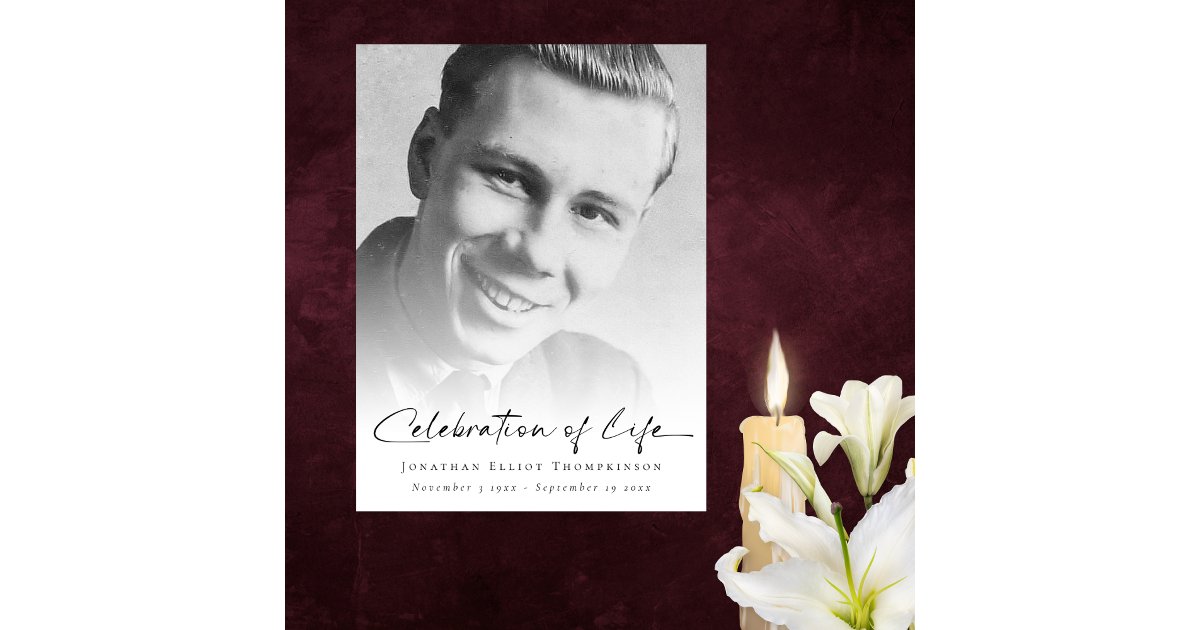 Photo Overlay Celebration of Life Name Funeral Poster | Zazzle