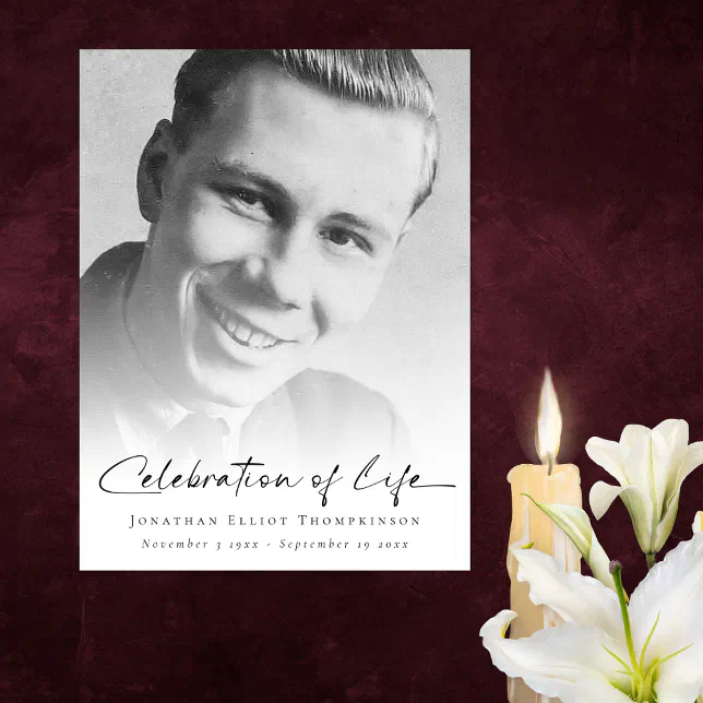Photo Overlay Celebration of Life Name Funeral Poster | Zazzle