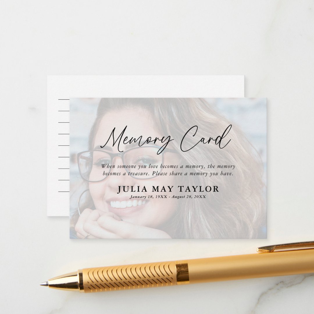 Photo Overlay Memorial Funeral Memory Enclosure Card | Zazzle