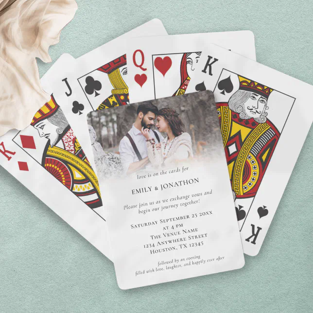 Photo Overlay Playing Card Wedding Invite | Zazzle