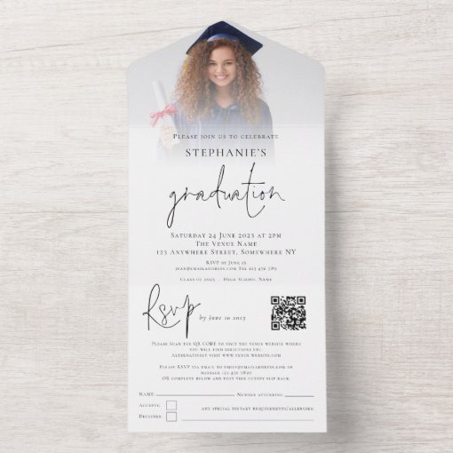 Photo Overlay QR Code Script Graduation Party All In One Invitation ...
