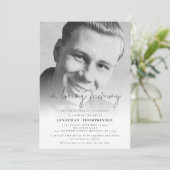 Photo Overlay Script In Loving Memory Funeral Invitation | Zazzle