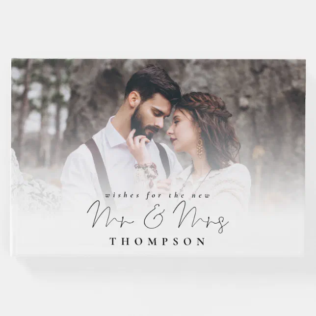 Photo Overlay Script Wishes Mr Mrs Guest Book | Zazzle