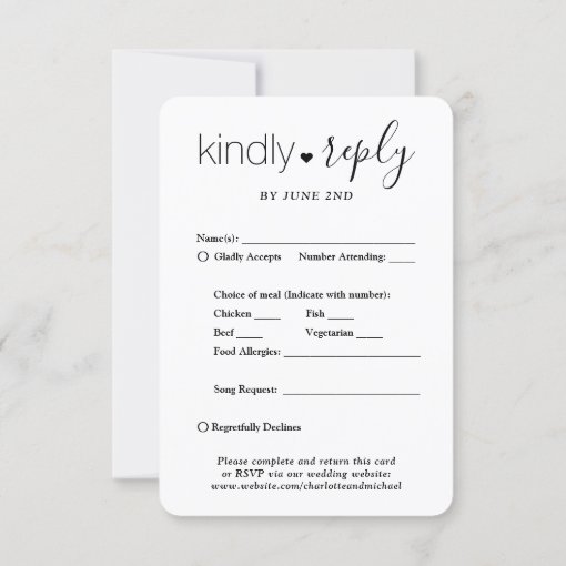 Photo Overlay Simple Script Elegant Wedding Kindly RSVP Card | Zazzle