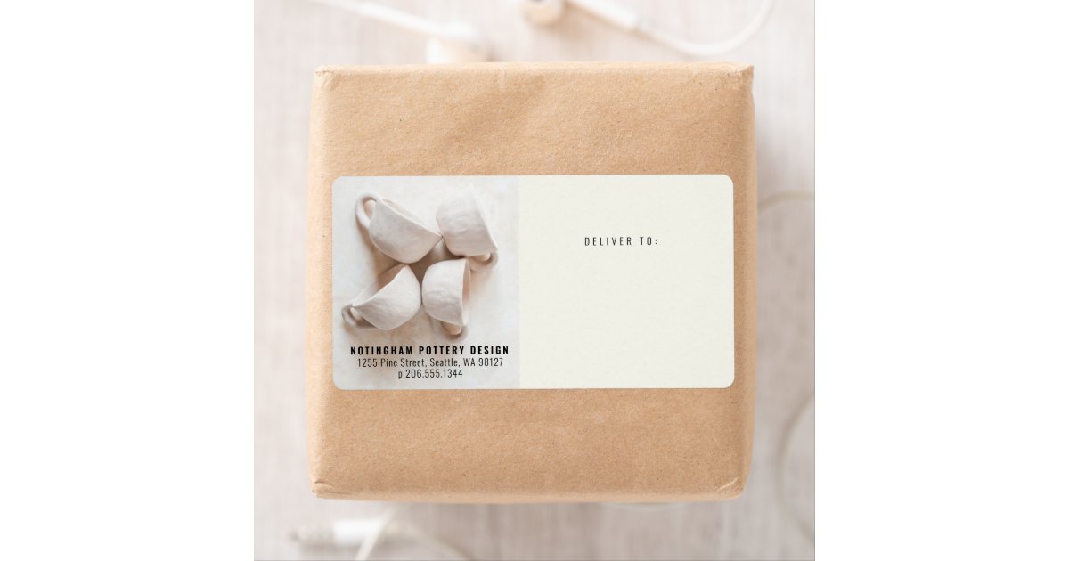 Photo Overlay Small Business Shipping Label | Zazzle