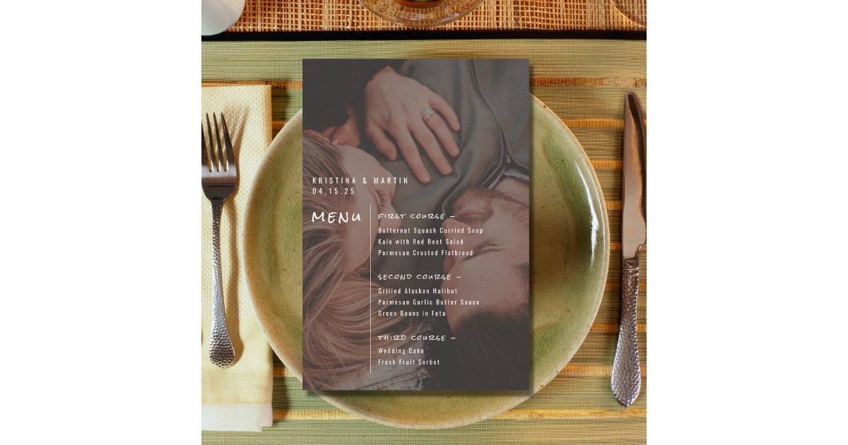Photo Overly Menu Wedding | Zazzle