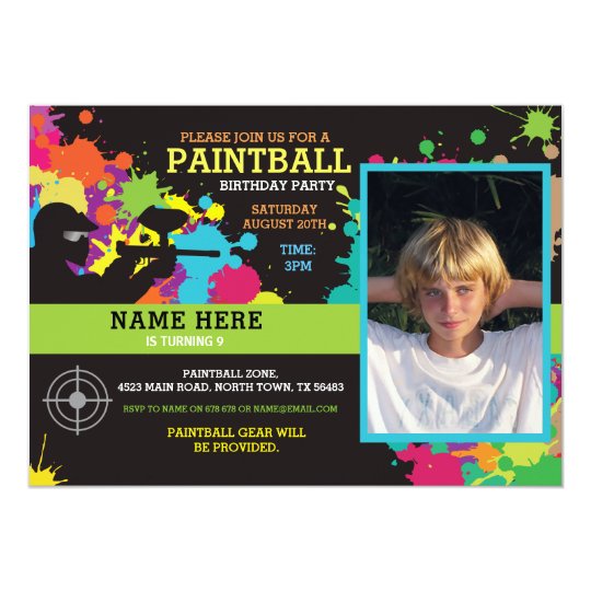 Photo Paintball Birthday Party Invitation | Zazzle.com