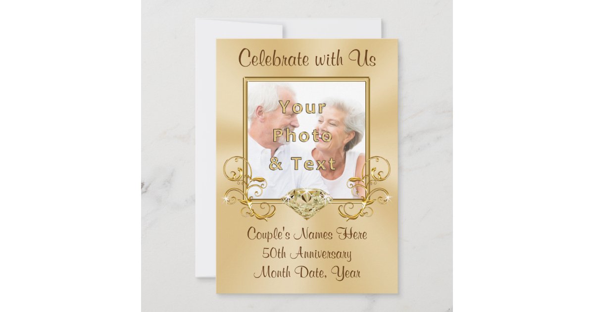 Photo Personalized 50th Anniversary Invitations | Zazzle