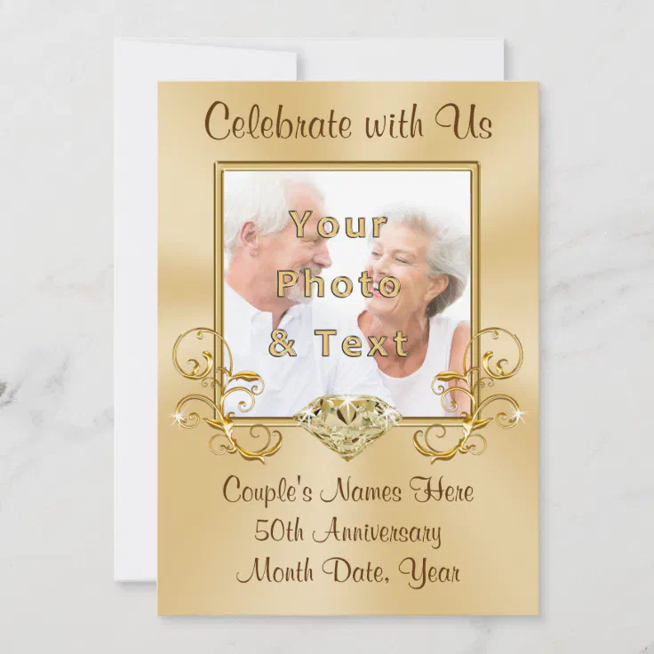 Photo Personalized 50th Anniversary Invitations | Zazzle