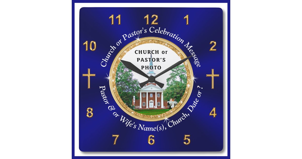 Photo, Personalized, Christian Gifts for Pastors Square Wall Clock | Zazzle