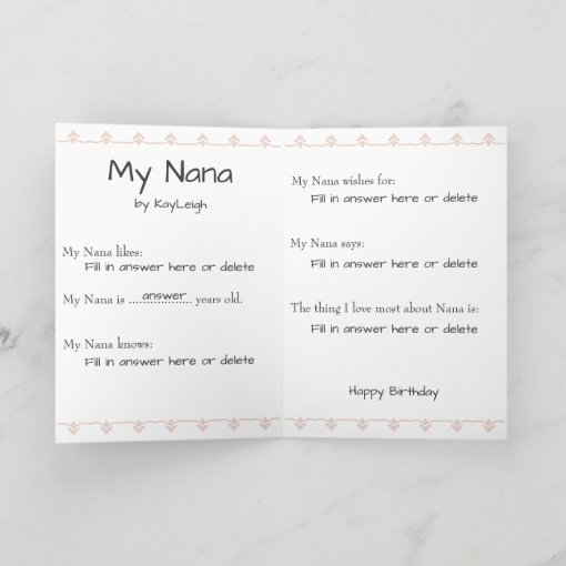 Photo Personalized Nana Birthday Card | Zazzle