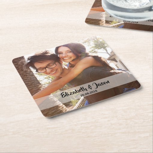 Photo Personalized Square Paper Coaster | Zazzle