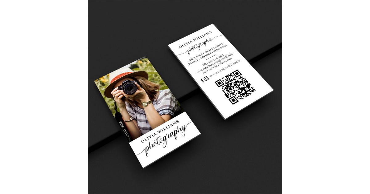 Photo Photography QR code Business Card | Zazzle