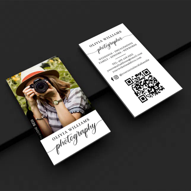 Photo Photography QR code Business Card | Zazzle