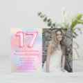 Photo Pink Rainbow 17th Birthday Invitation | Zazzle