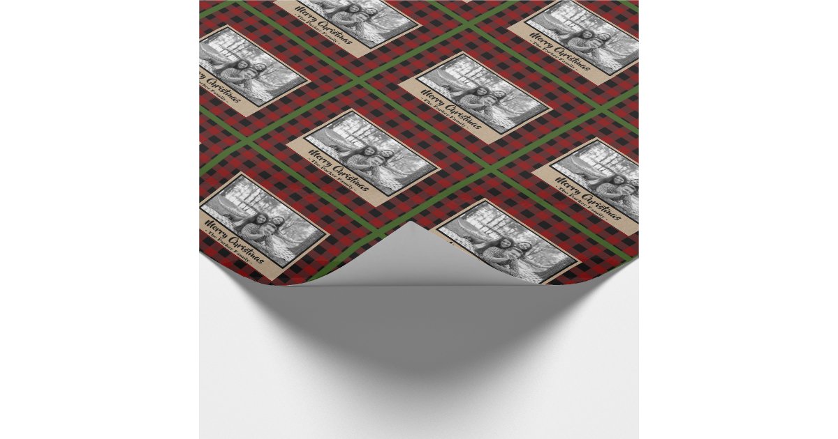 Photo Plaid rustic Christmas Wrapping Paper | Zazzle