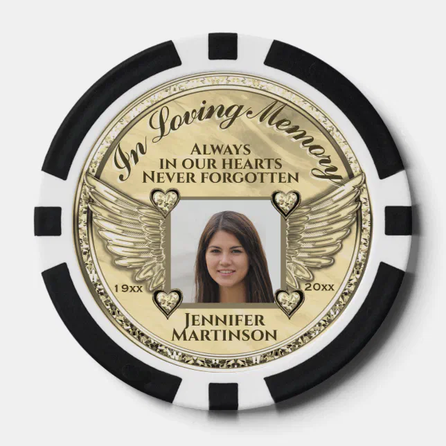 Photo Pocket Memorial in Loving Memory Poker Chips | Zazzle