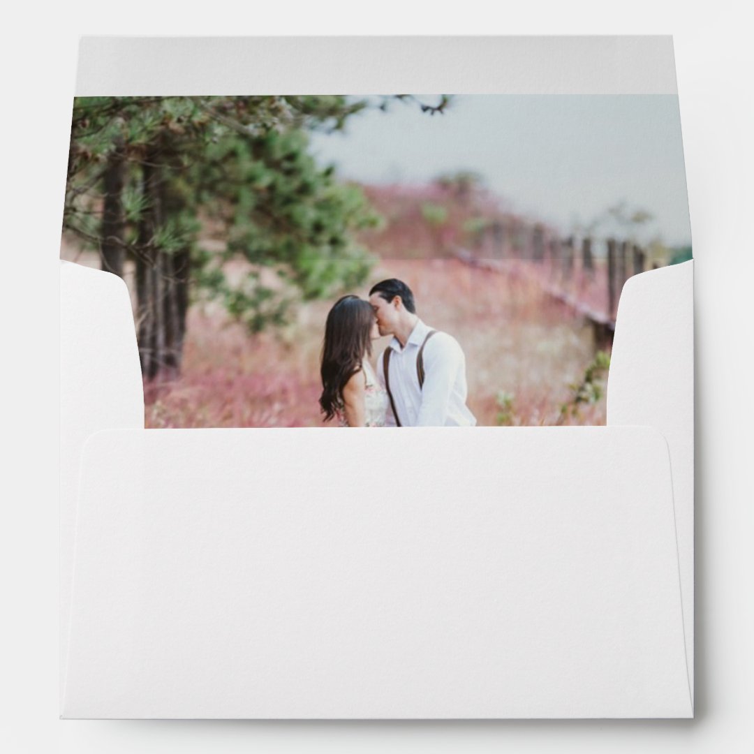 Photo Pre-Addressed Modern Elegant Script Wedding Envelope | Zazzle