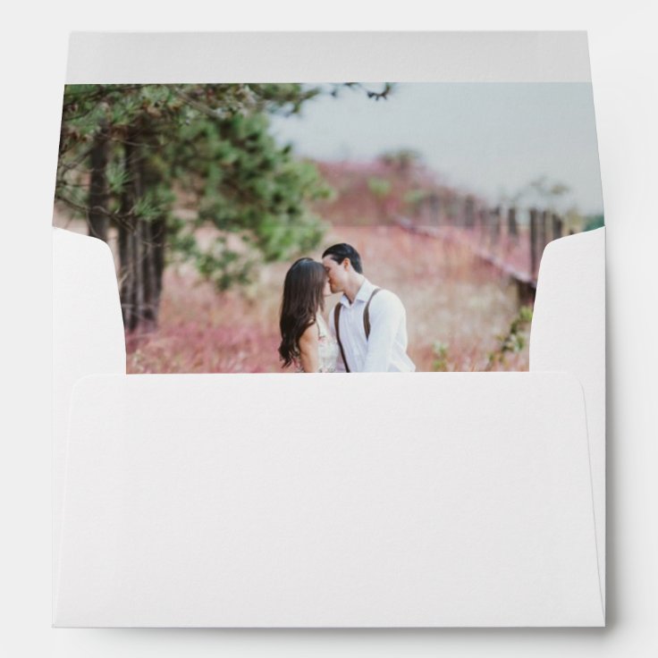 Photo Pre-Addressed Modern Elegant Script Wedding Envelope | Zazzle