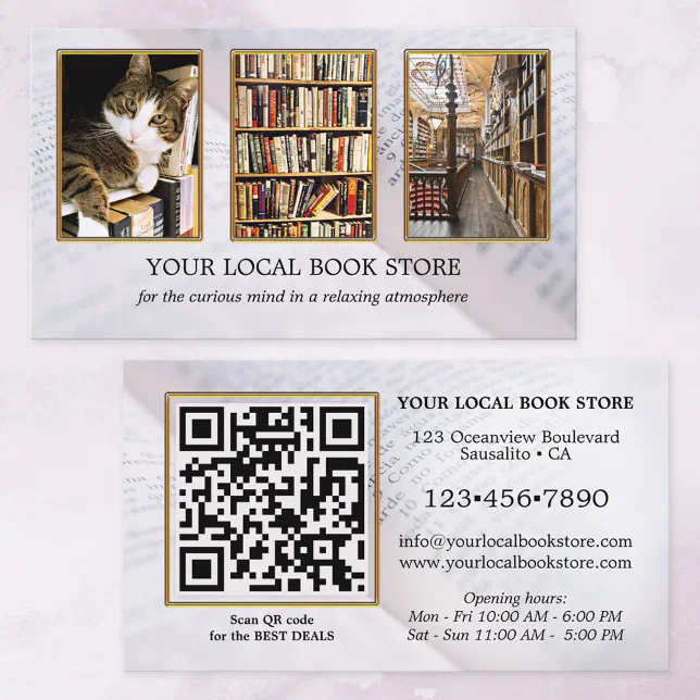 Photo QR Code Books Retail Business Card | Zazzle