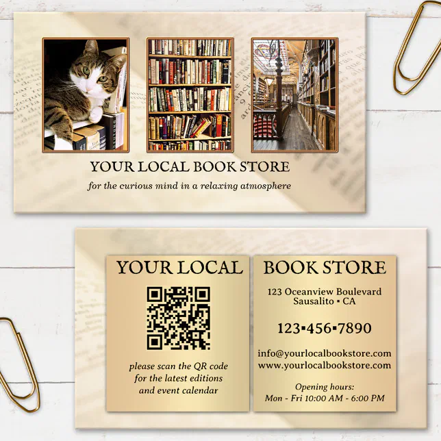 Photo QR Code Books Retail Store Business Card | Zazzle