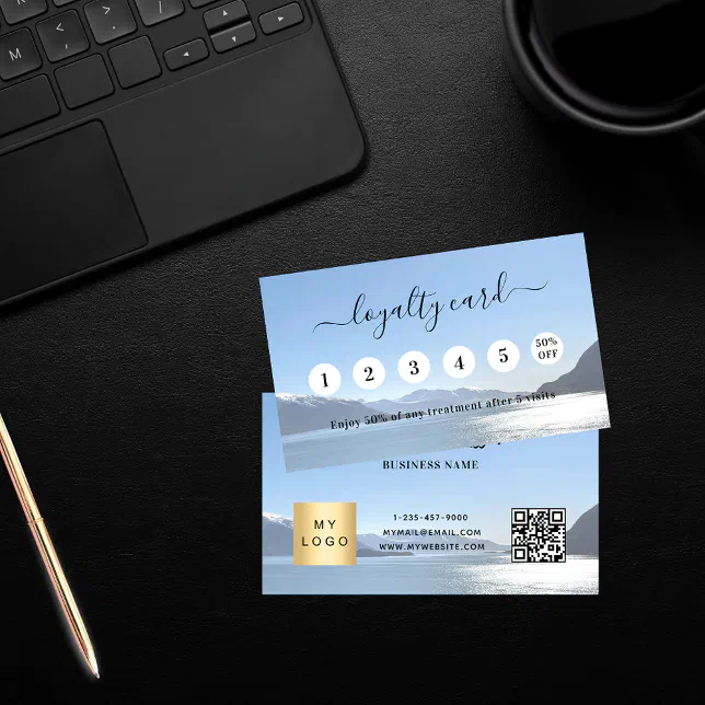 Photo qr code business logo loyalty card | Zazzle