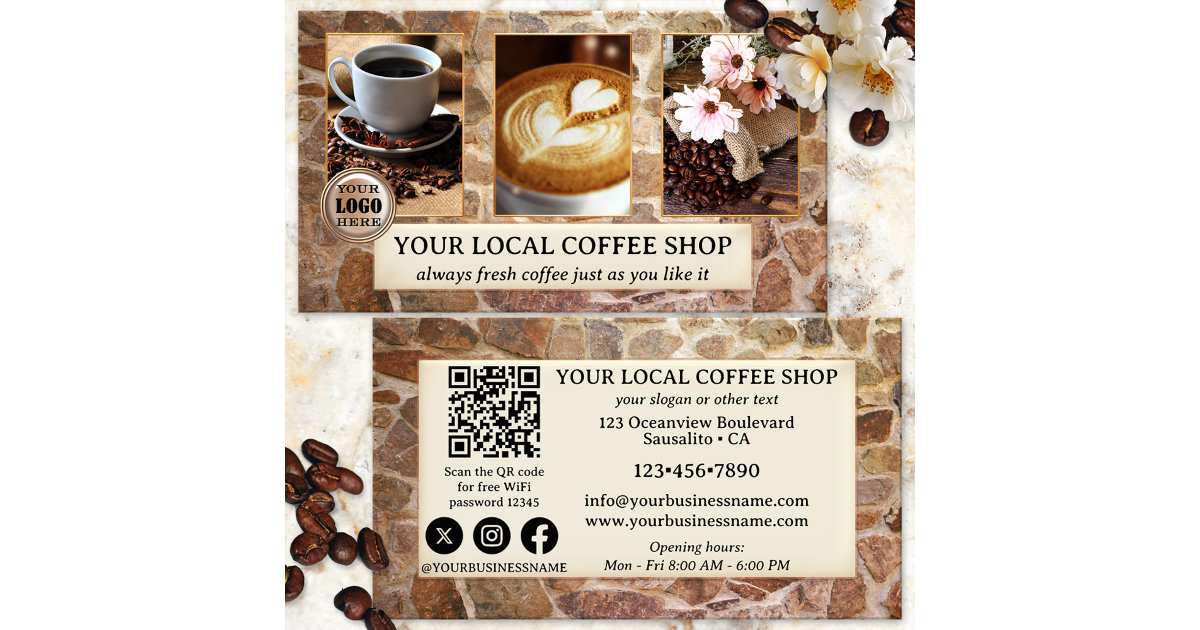 Photo QR Code Coffee Shop Business Card | Zazzle