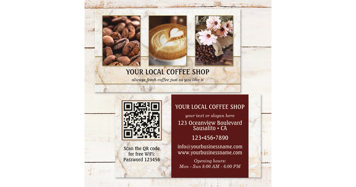 Photo QR Code Coffee Shop Business Card | Zazzle