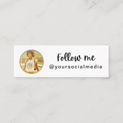 Photo & QR Code Follow Me Social Media Trendy Cool Mini Business Card ...
