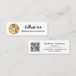 Photo & QR Code Follow Me Social Media Trendy Cool Mini Business Card ...