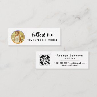 Photo & QR Code Follow Me Social Media Trendy Cool Mini Business Card ...