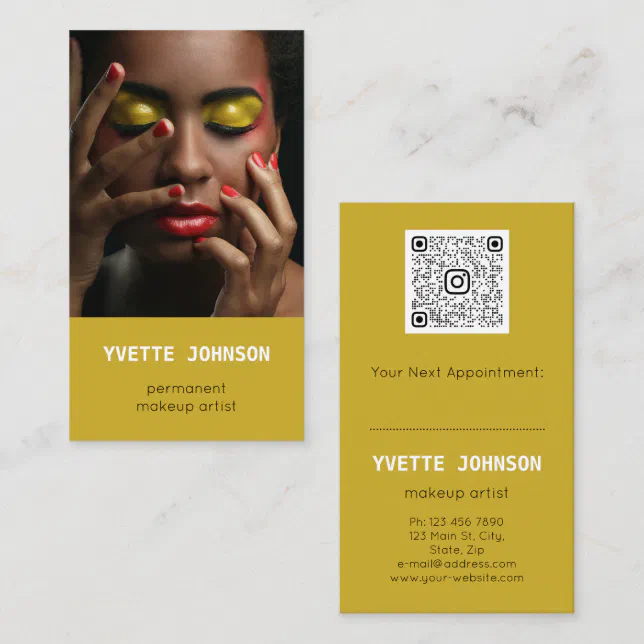Photo Qr Code Logo Professional Makeup Mustard Business Card | Zazzle Photo Qr Code Logo Professional Makeup Mustard Business Card | Zazzle