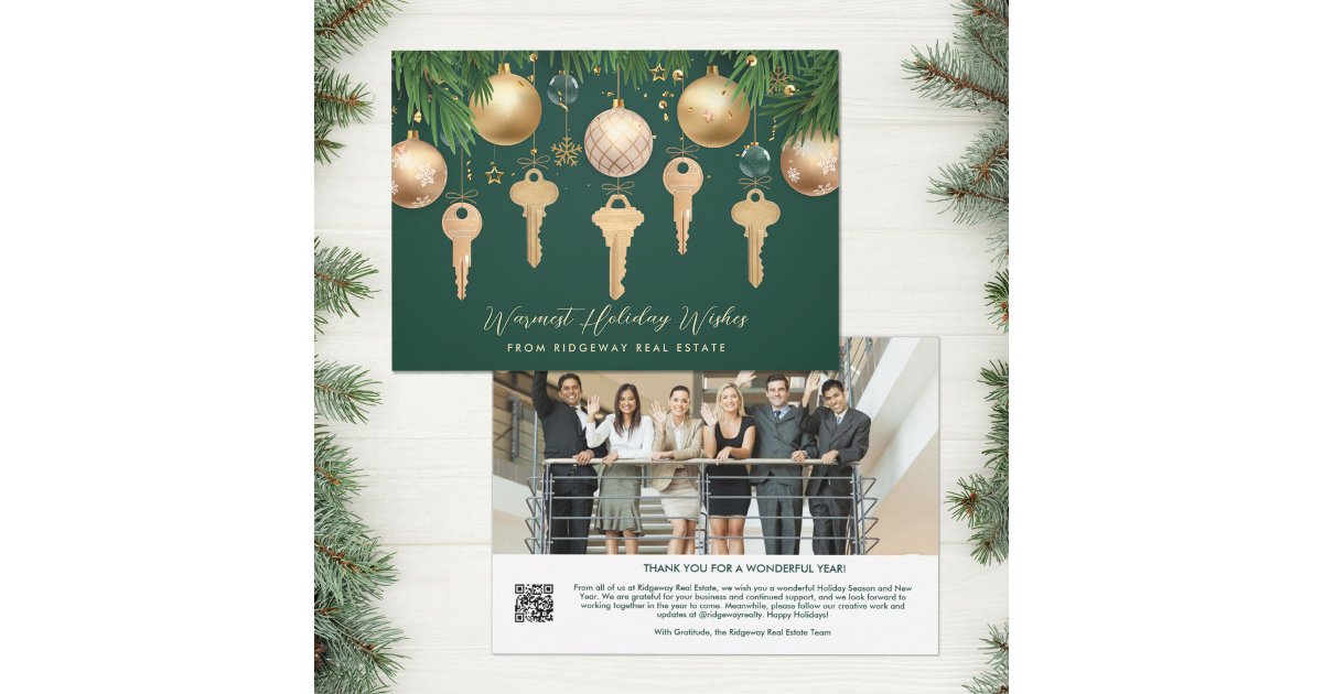 Photo QR Code Real Estate Holiday Card | Zazzle