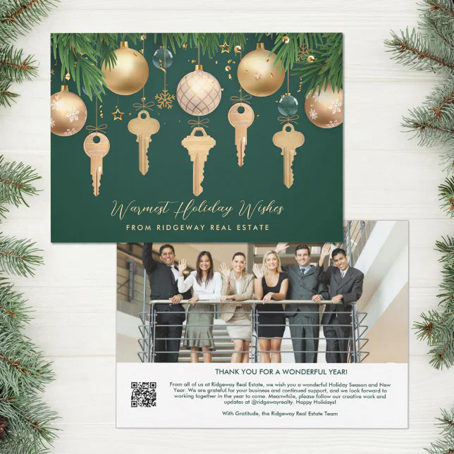 Photo QR Code Real Estate Holiday Card | Zazzle