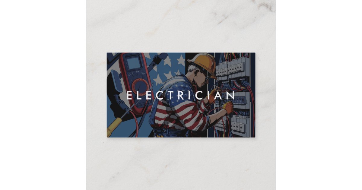 Photo QR Electrician Patriotic Flag AP75 Business Card | Zazzle