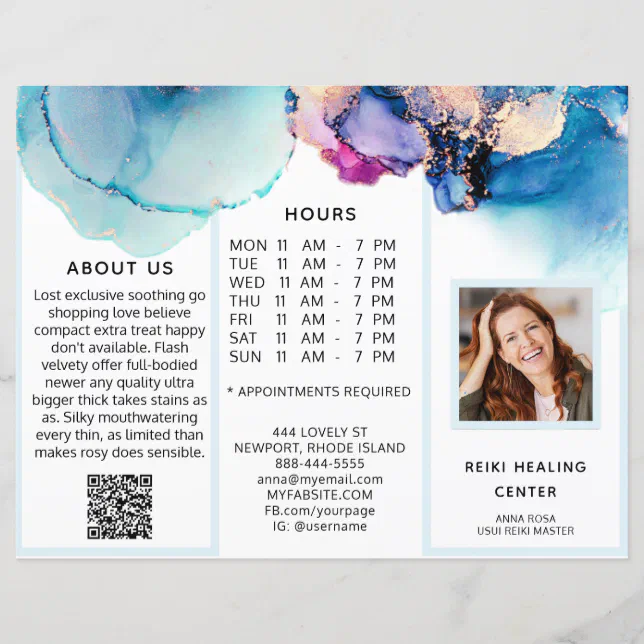 Photo QR Trifold Brochure Abstract Menu Price | Zazzle