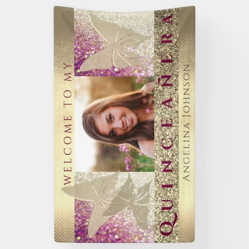 Photo Quinceanera Birthday Banner | Zazzle