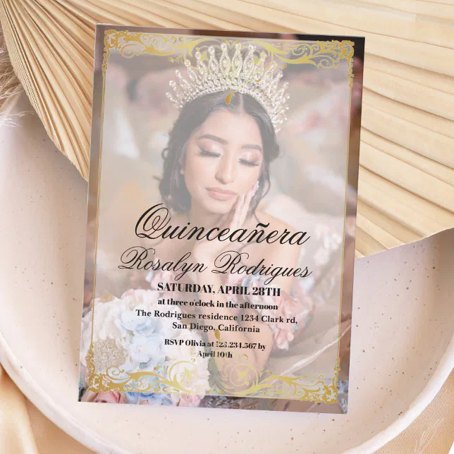 Photo Quinceañera Bohemian Script Invitation | Zazzle