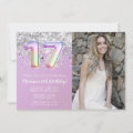 Photo Rainbow Sparkle 17th Birthday Invitation | Zazzle