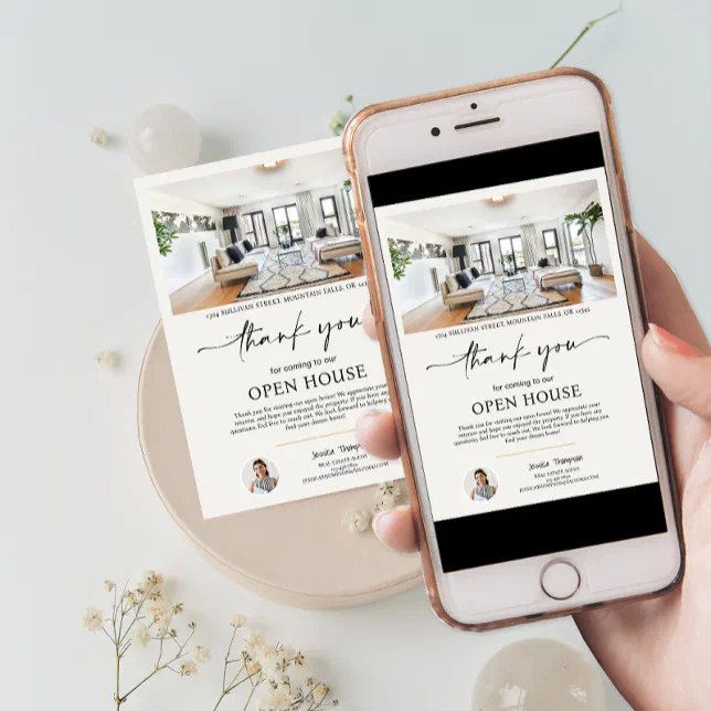 Photo Real Estate Open House Script Thank You Card | Zazzle