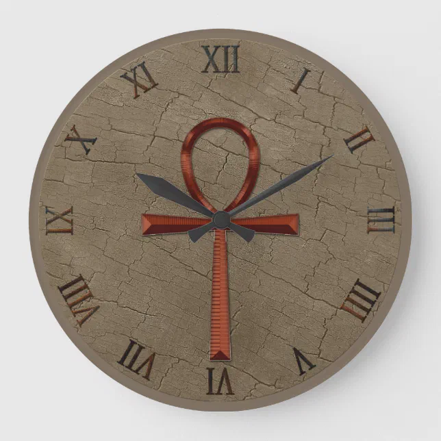 Photo Realistic Wood-effect & Copper-look Ankh Large Clock | Zazzle
