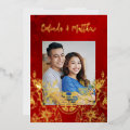 Photo Red Gold Chinese Wedding Foil Invitation | Zazzle