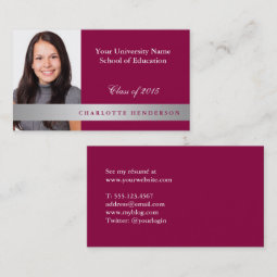 Photo red graduation formal networking student calling card | Zazzle