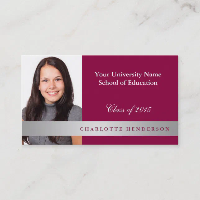 Photo red graduation formal networking student calling card | Zazzle
